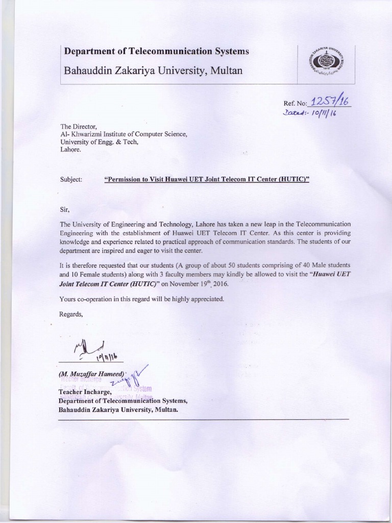 Bahauddin Zakariya University, Multan: Department of Telecommunication ...