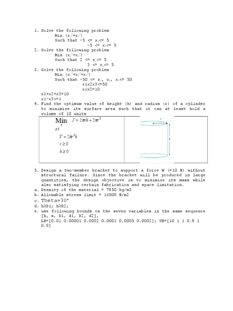 Optimization Problems involving Minimizing Functions subject to ...
