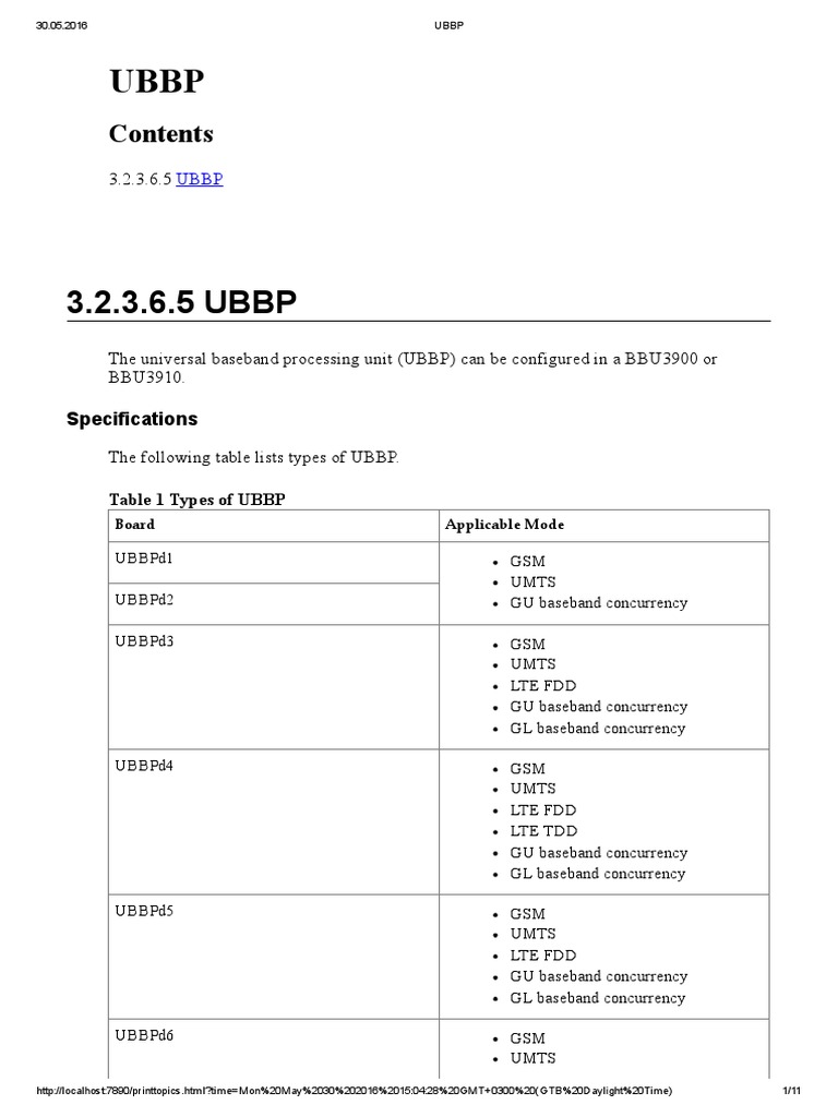 Huawei UBBP Doc | High Speed Packet Access | Lte (Telecommunication)