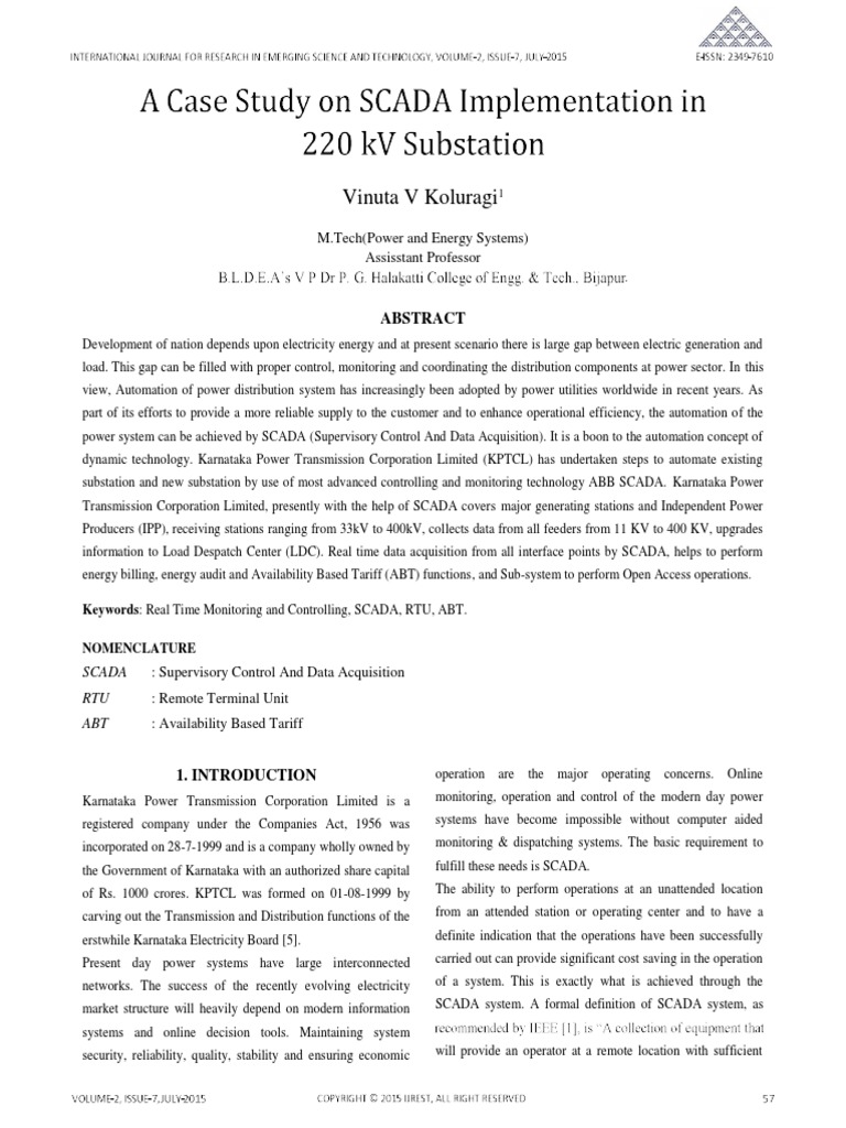 A Case Study On SCADA Implementation in 220 KV Substation | PDF ...