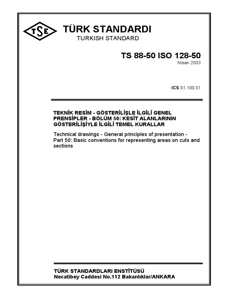 TS 88 50 ISO 128-50-2003 Teknik Resim- Bölüm50 | PDF