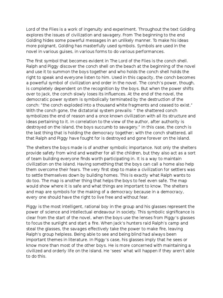 Symbolism in Lord of The Flies | PDF | Satan | Religion And Belief