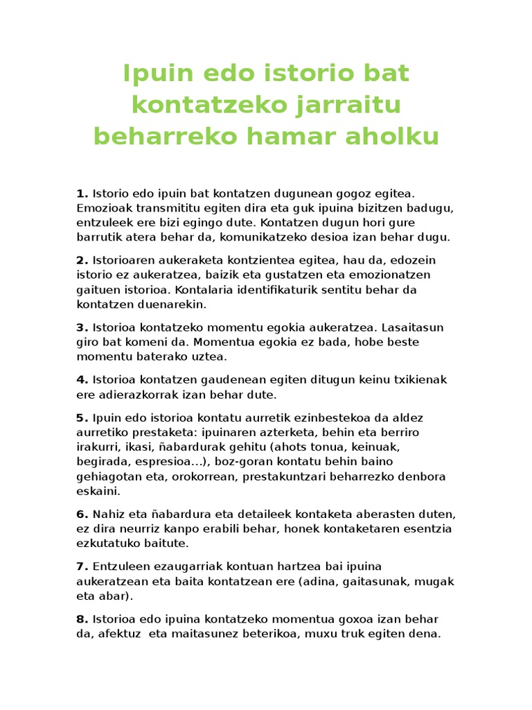 Ipuin Edo Istorio Bat Kontatzeko 10 Aholku | PDF