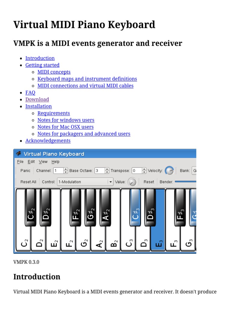 VMPK. Virtual MIDI Piano Keyboard PDF | PDF | Synthesizer | Graphical User Interfaces