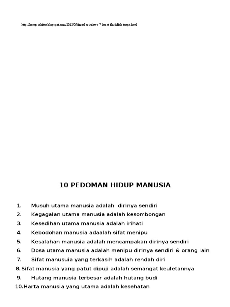 10 Pedoman Hidup Manusia | PDF