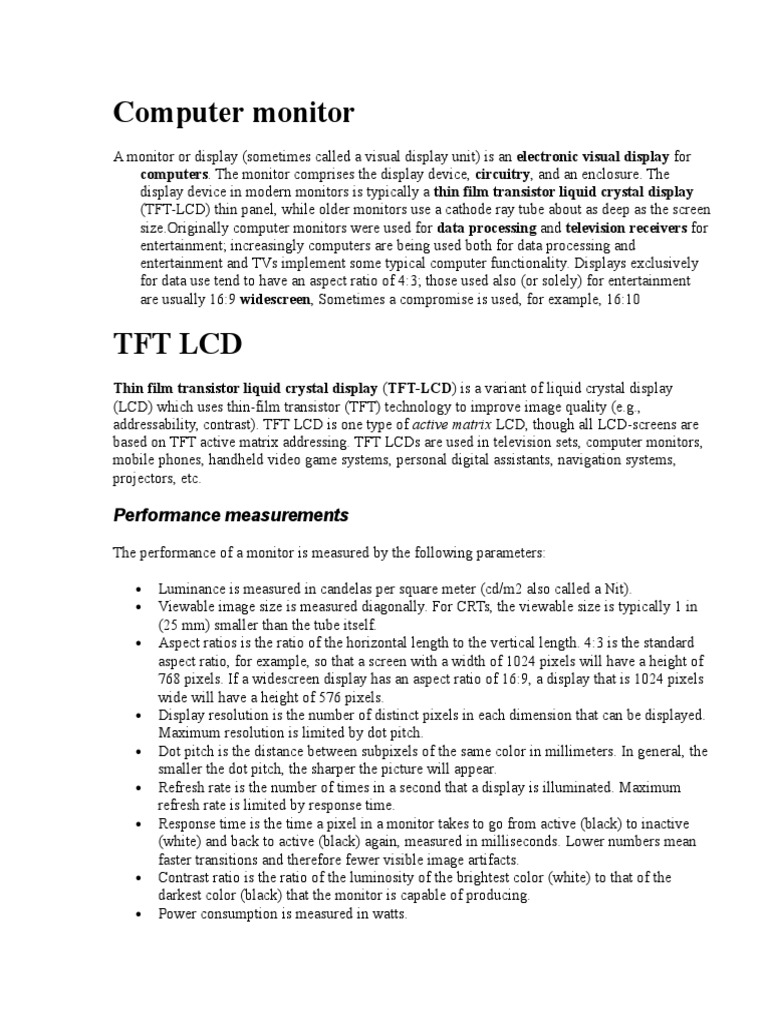 Computer Monitor and Maitenance | Download Free PDF | Computer Monitor ...