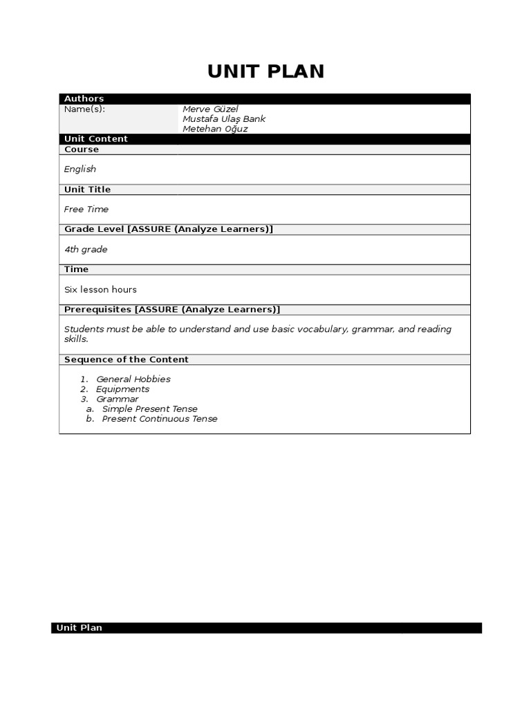 Unit Plan | PDF
