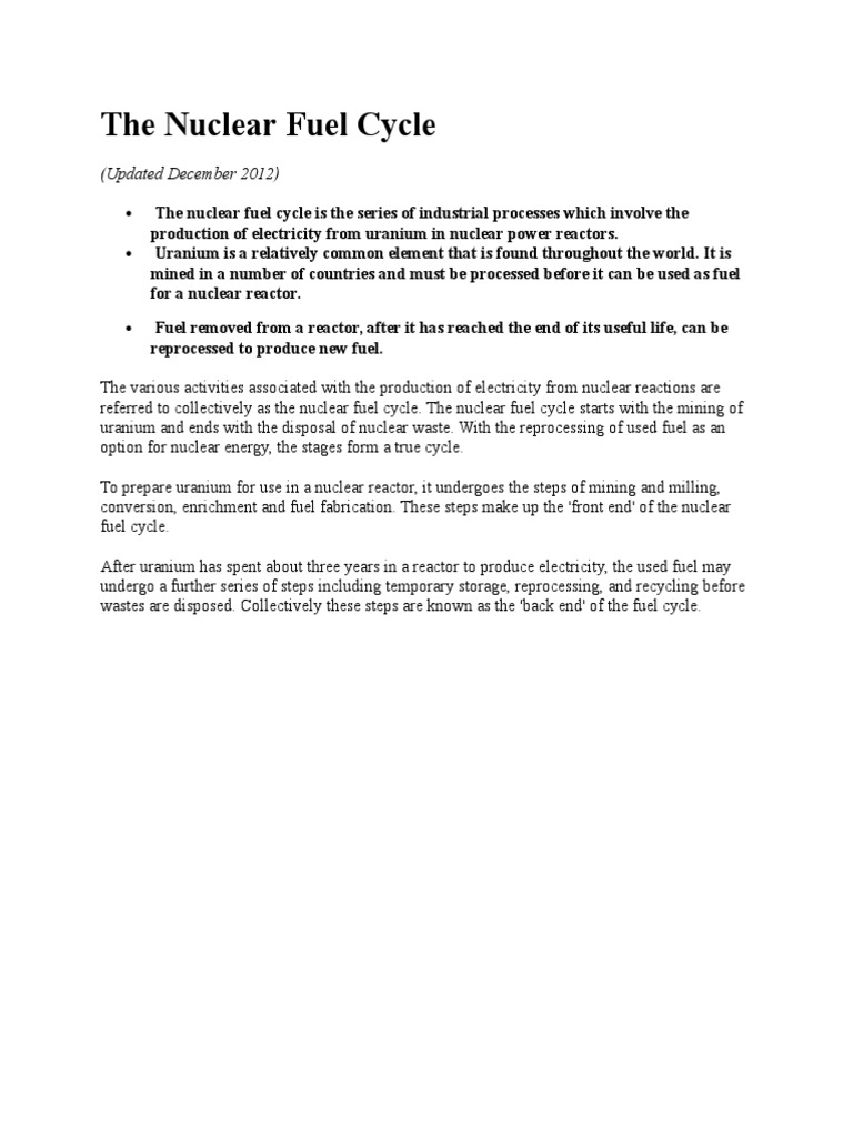 The Nuclear Fuel Cycle | PDF