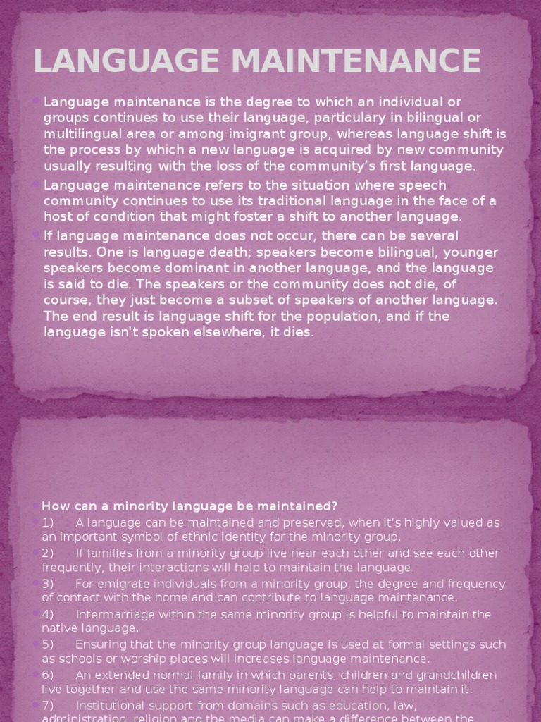 Language Maintenance | PDF