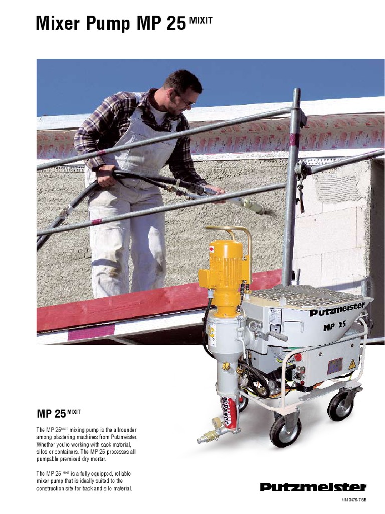 Brosur Mixer Pump MP 25 MIXIT PUTZMEISTER Mortar Machine Shotcrete Plastering Painting Floor ...