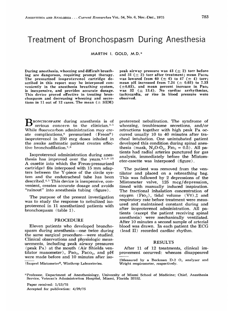 Treatment of Bronchospasm During Anesthesia .28 | PDF | Anesthesia | Asthma