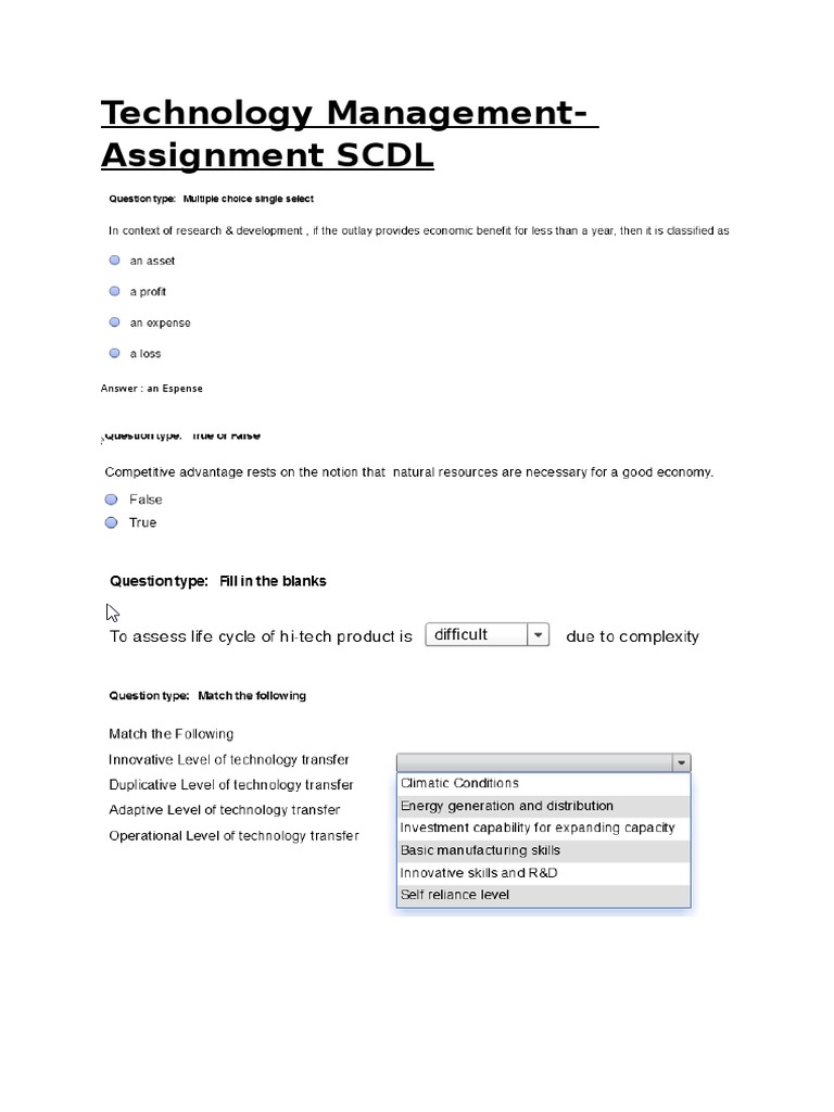 SCDL Technology Management Assignment | PDF | Technology & Engineering