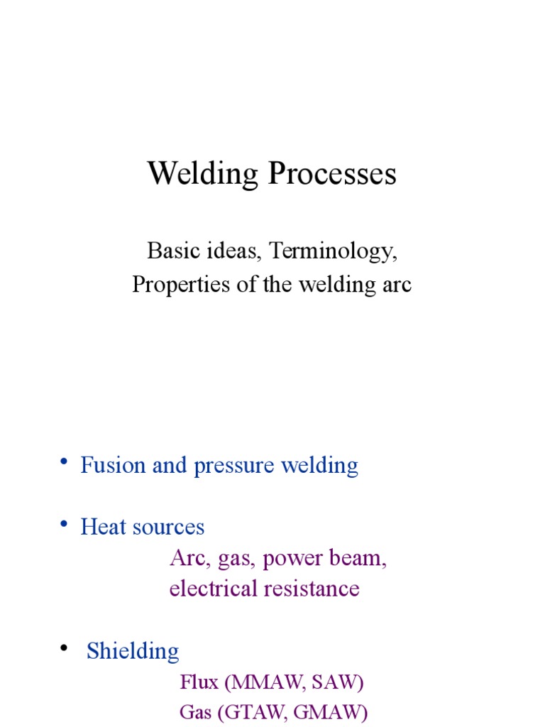 Welding Processes: Basic Ideas, Terminology, Properties of The Welding ...
