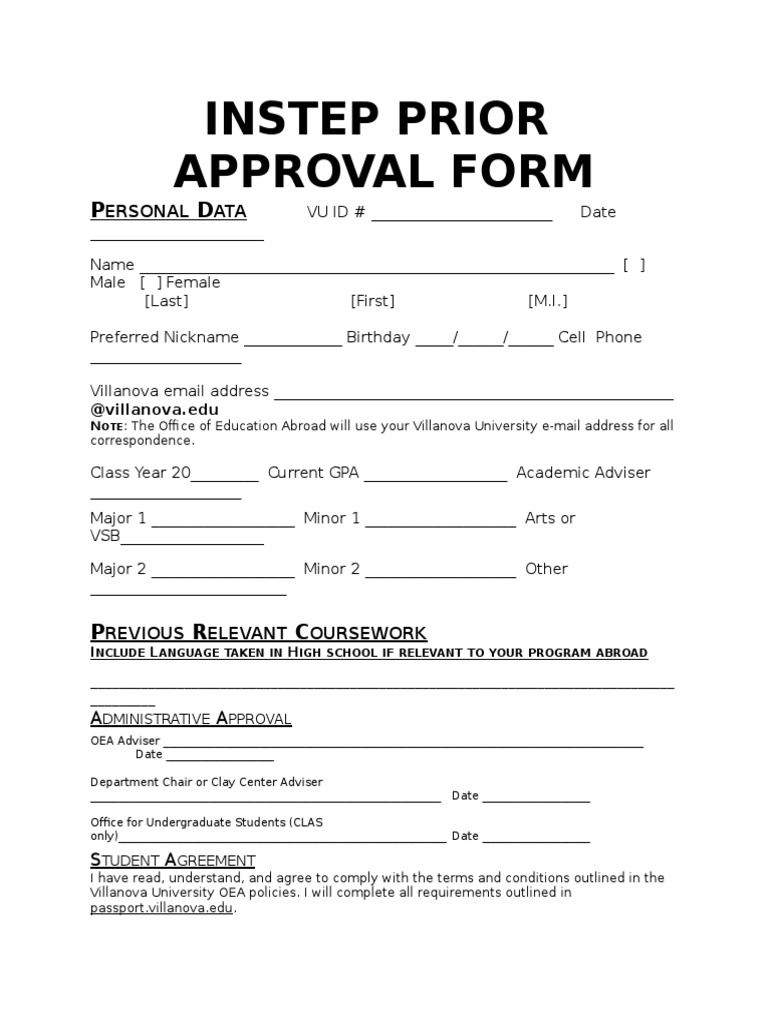 Prior Approval Form - INSTEP Cambridge 16-17 | PDF | Course Credit ...