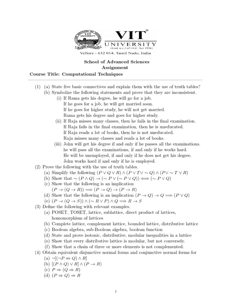 Vit Assignment | PDF | Abstract Algebra | Mathematical Logic