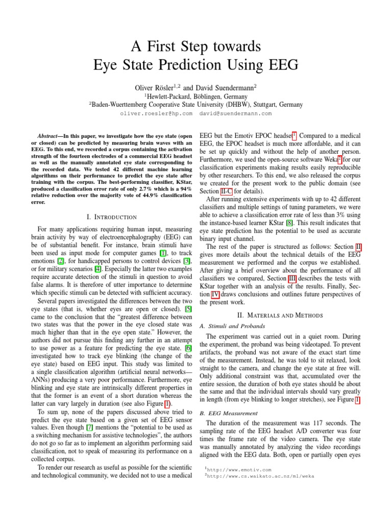 A First Step Towards Eye State Prediction Using EEG: Oliver R Osler and ...