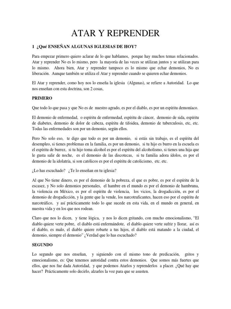 Atar y Reprender | PDF | Demonios | Oración