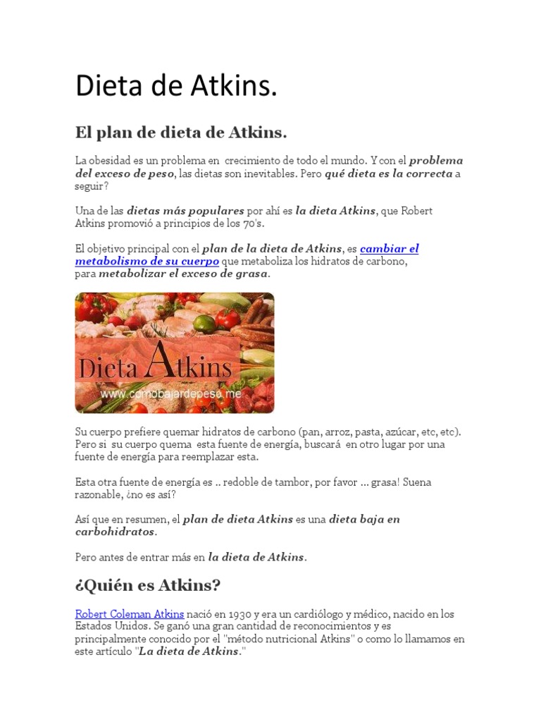 Dieta de Atkins. | PDF | Cetosis | Dieta