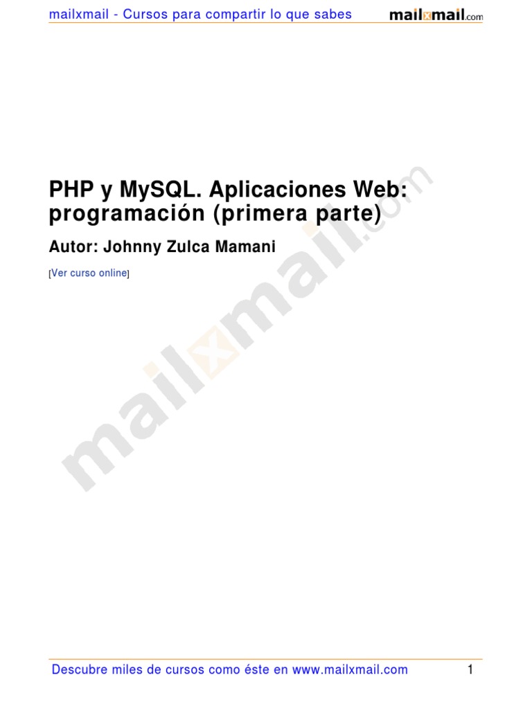 Php Mysql Aplicaciones Web Programacion 1 Parte Pdf Pdf Servidor 4085