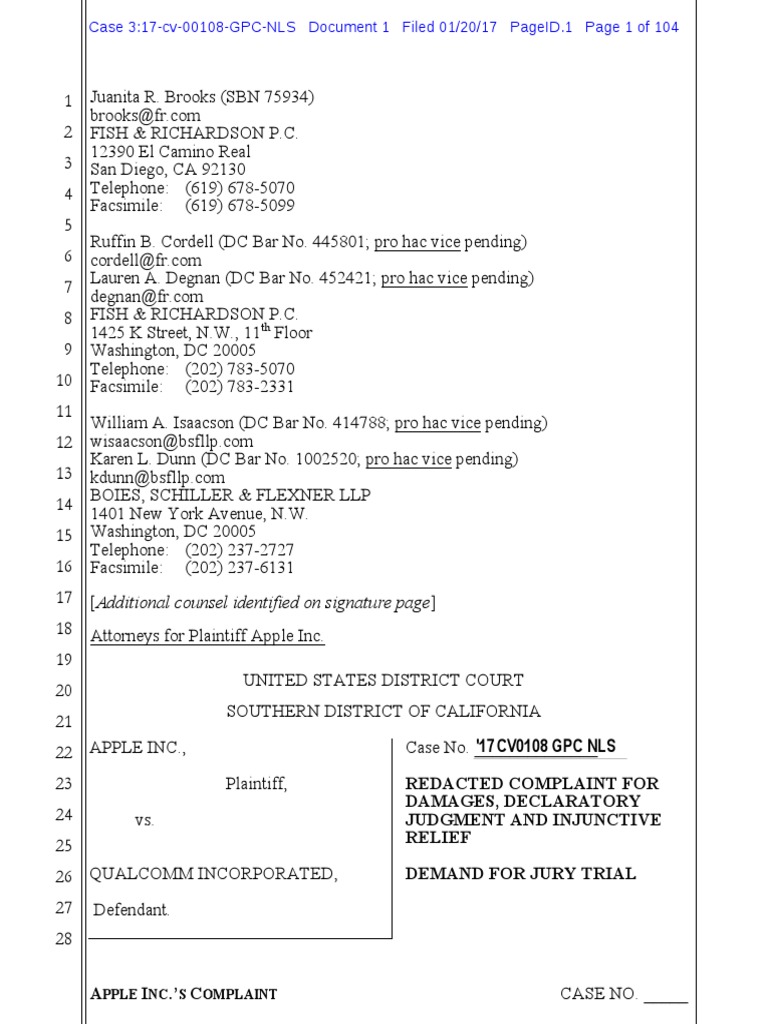 Apple v. Qualcomm Lawsuit | PDF