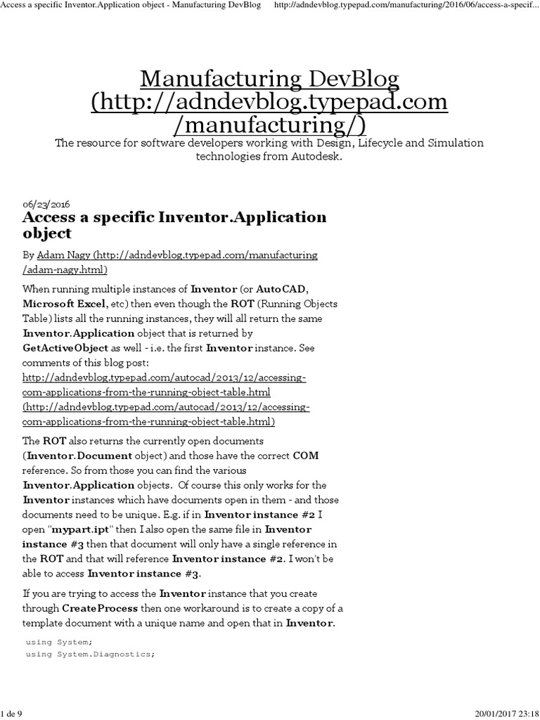 Access A Specific Inventor - Application Object - Manufacturing DevBlog ...