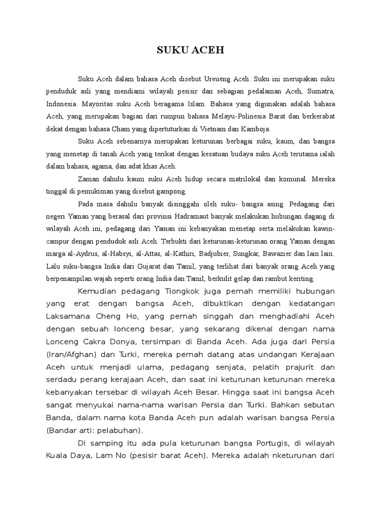 Suku Aceh | PDF