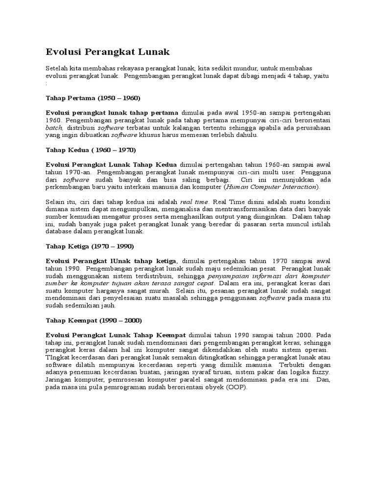 Evolusi Perangkat Lunak | PDF