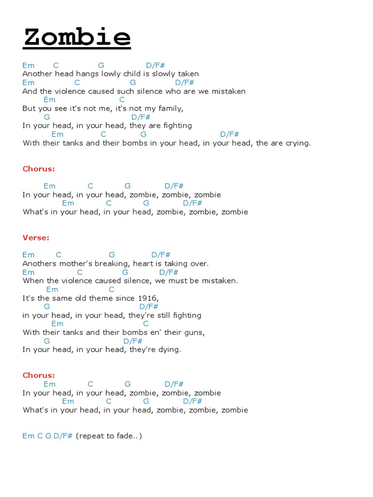 Zombie: em C G D/F# em C G D/F# em C G D/F# em C G D/F# | PDF | Nature ...