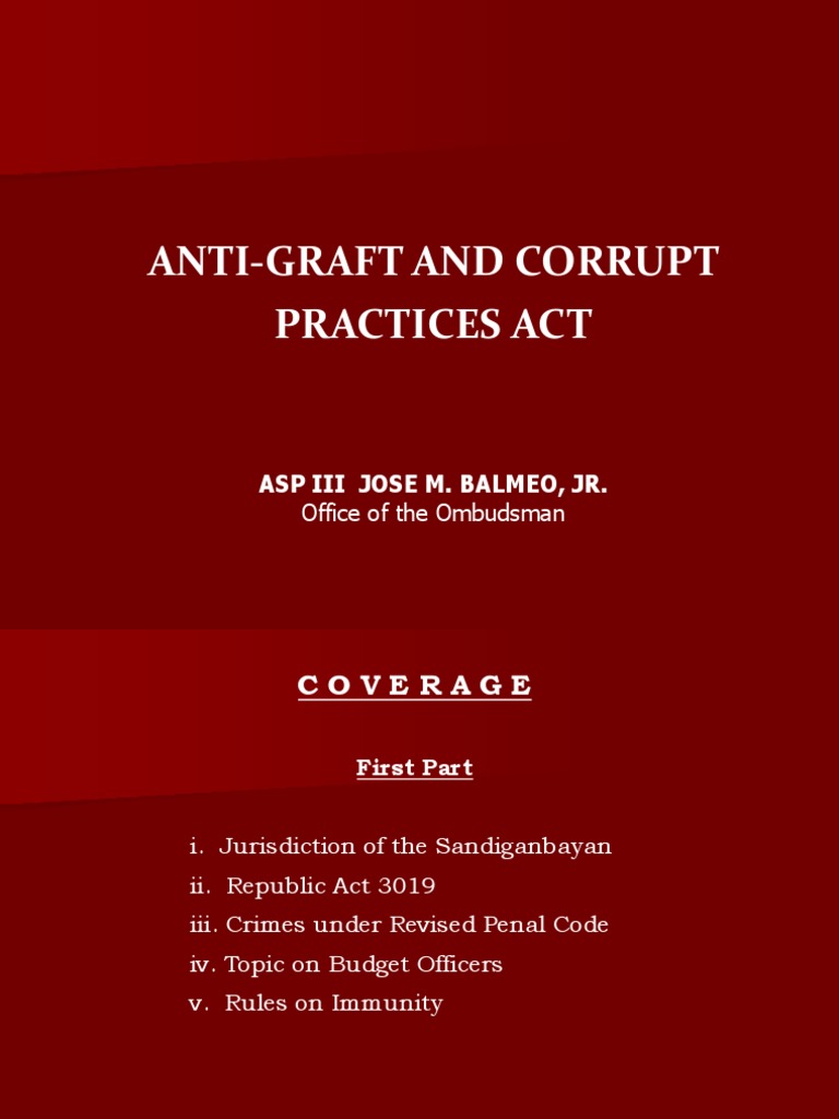 Ra 3019 Updated Pagba Presentation Jose M. Balmeo | PDF | Crime ...