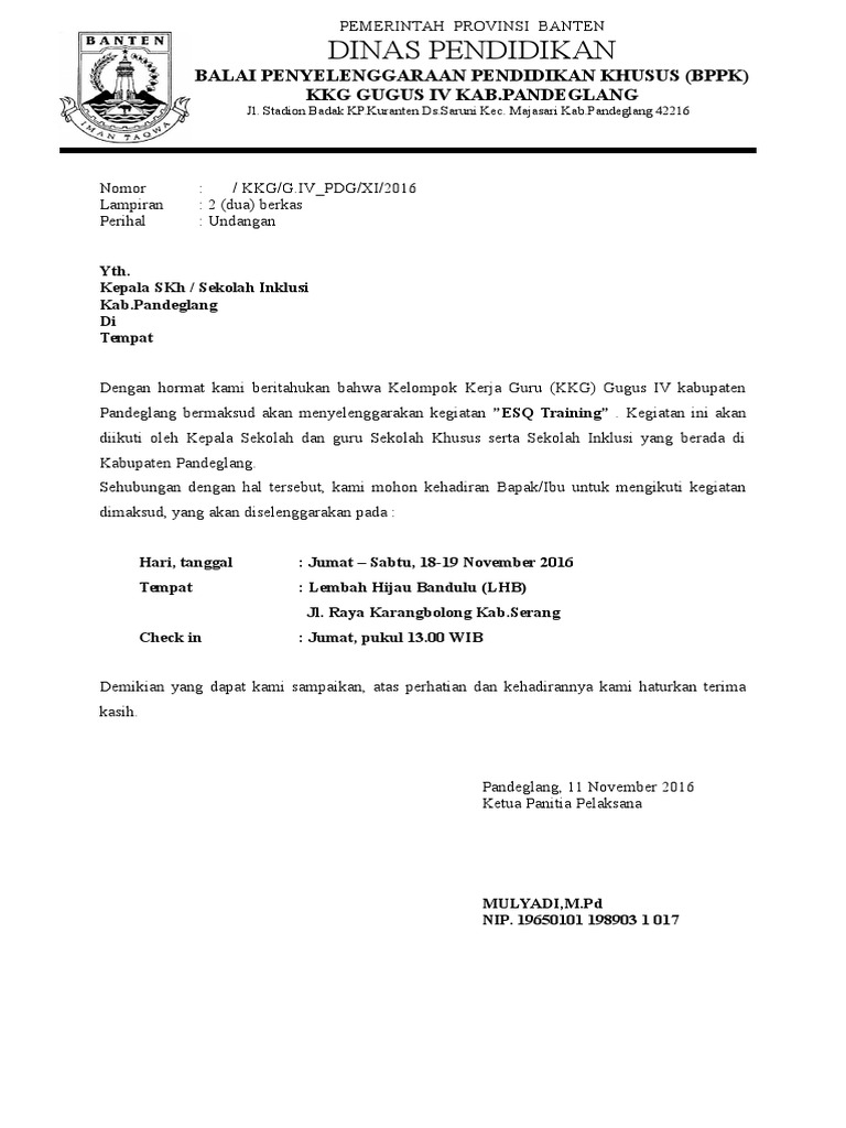 Surat Undangan Outbond Gugus IV | PDF