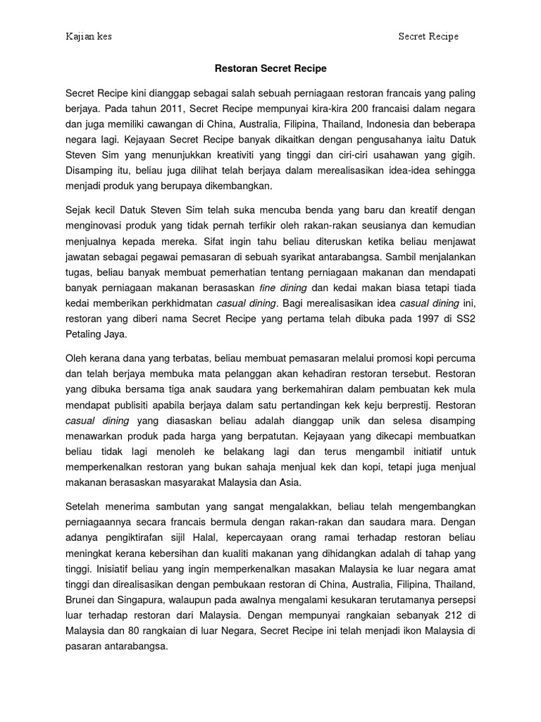 Kes Secret Recipe | PDF