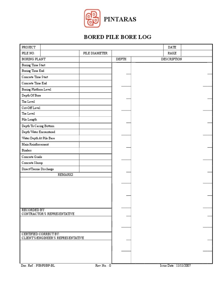 Bored Pile Bore Log1 | PDF | Law