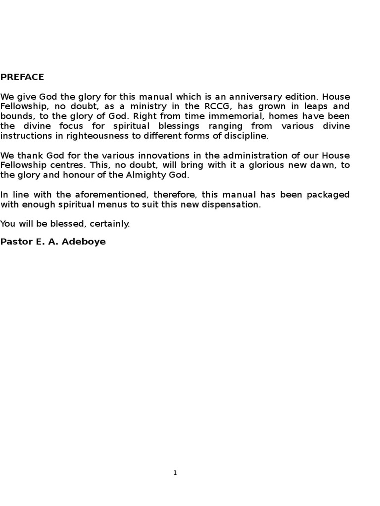 RCCG House Fellowship Manual 2025 | PDF | Disciple (Christianity ...