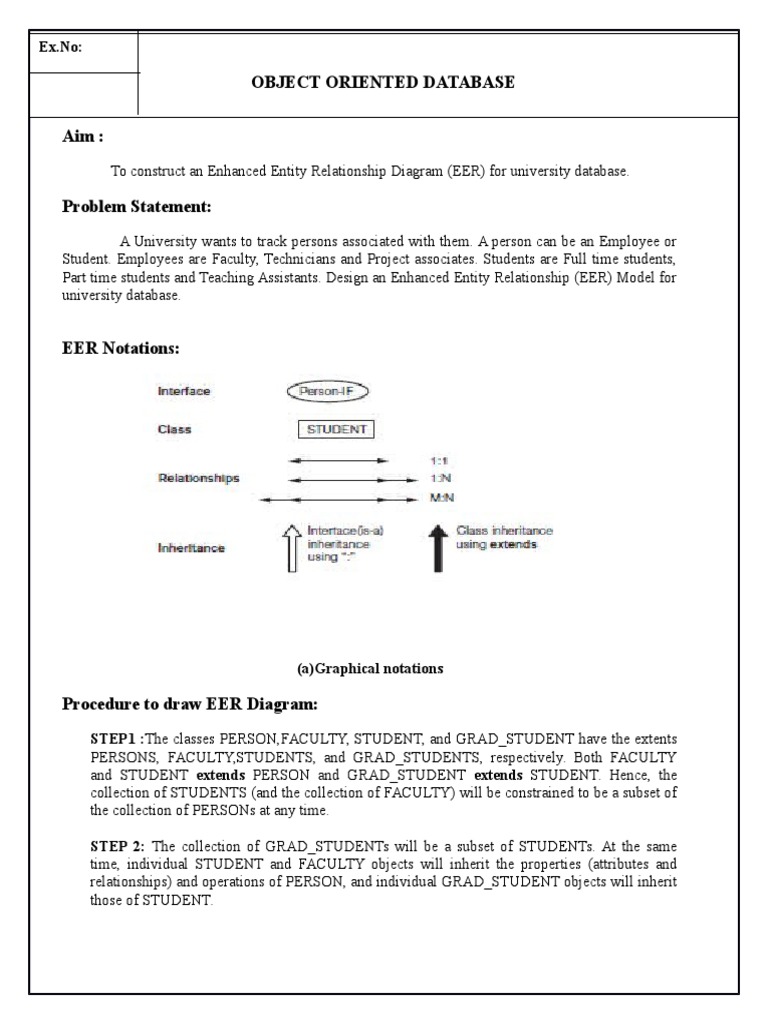 Object Oriented Database: Ex - No | PDF