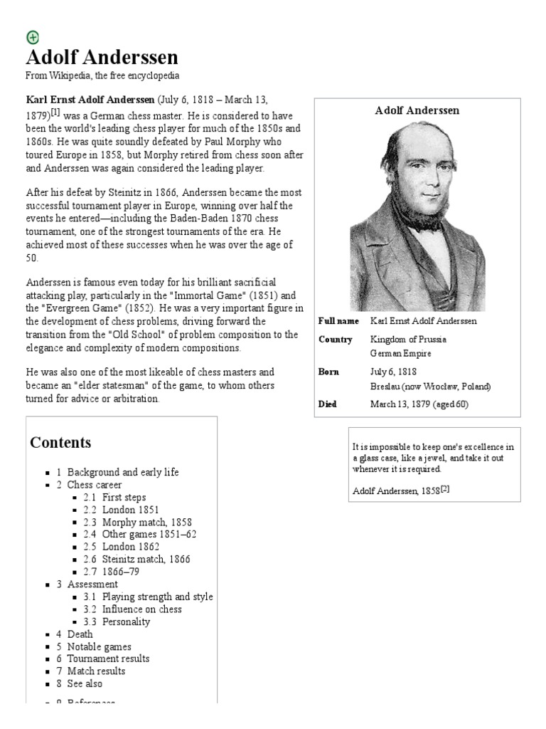 Adolf Anderssen | Chess Players | Chess People
