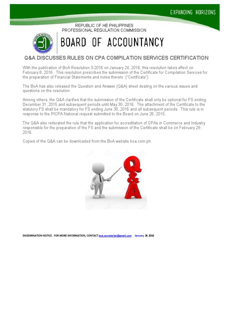 BOA FAQ On Compilation | PDF | Certified Public Accountant | Accounting