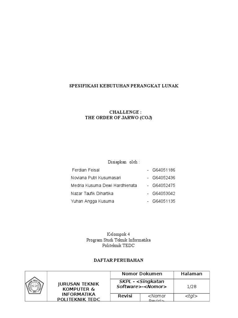 Contoh Dokumen SKPL | PDF