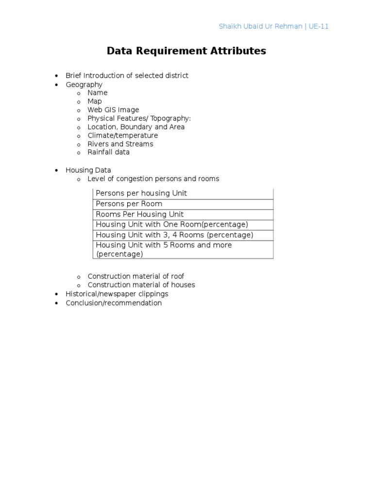 Data Requirement Attributes | PDF