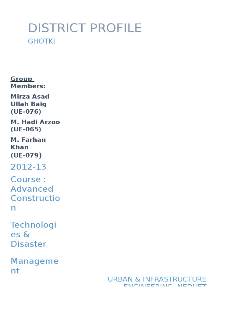 District Profile: Batch 2012-13 Course: Advanced Constructio N ...