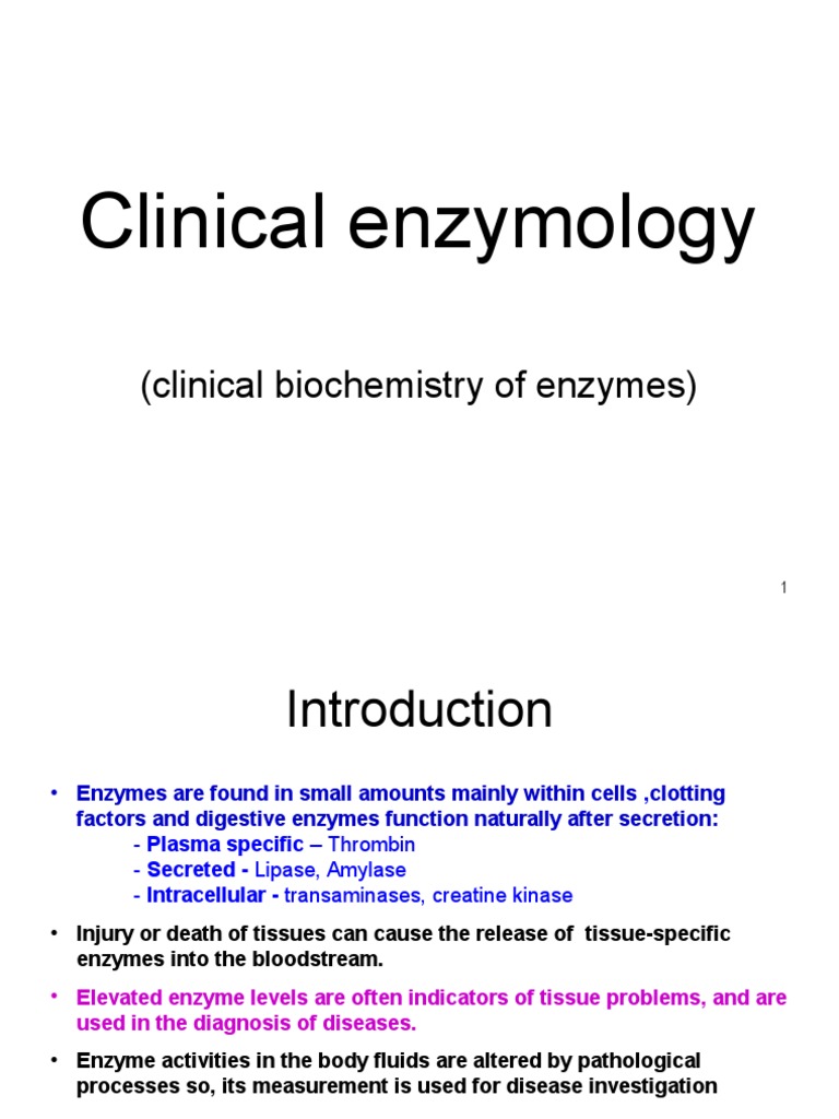 Clinical Enzymology: (Clinical Biochemistry of Enzymes) | PDF