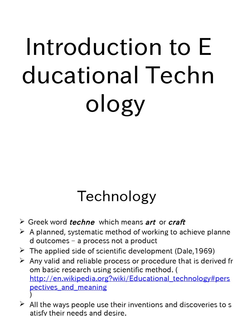Introduction To Educational Technology | PDF | Educational Technology ...