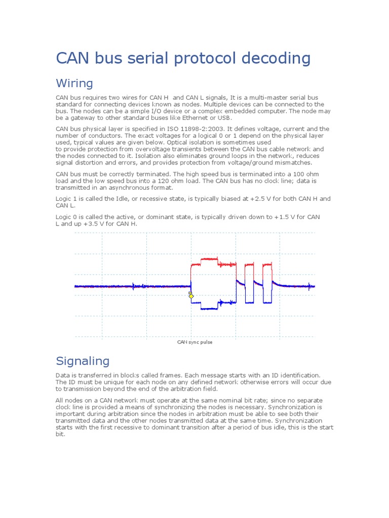 CAN Bus Serial Protocol Decoding | PDF | Data Transmission | Electromagnetism