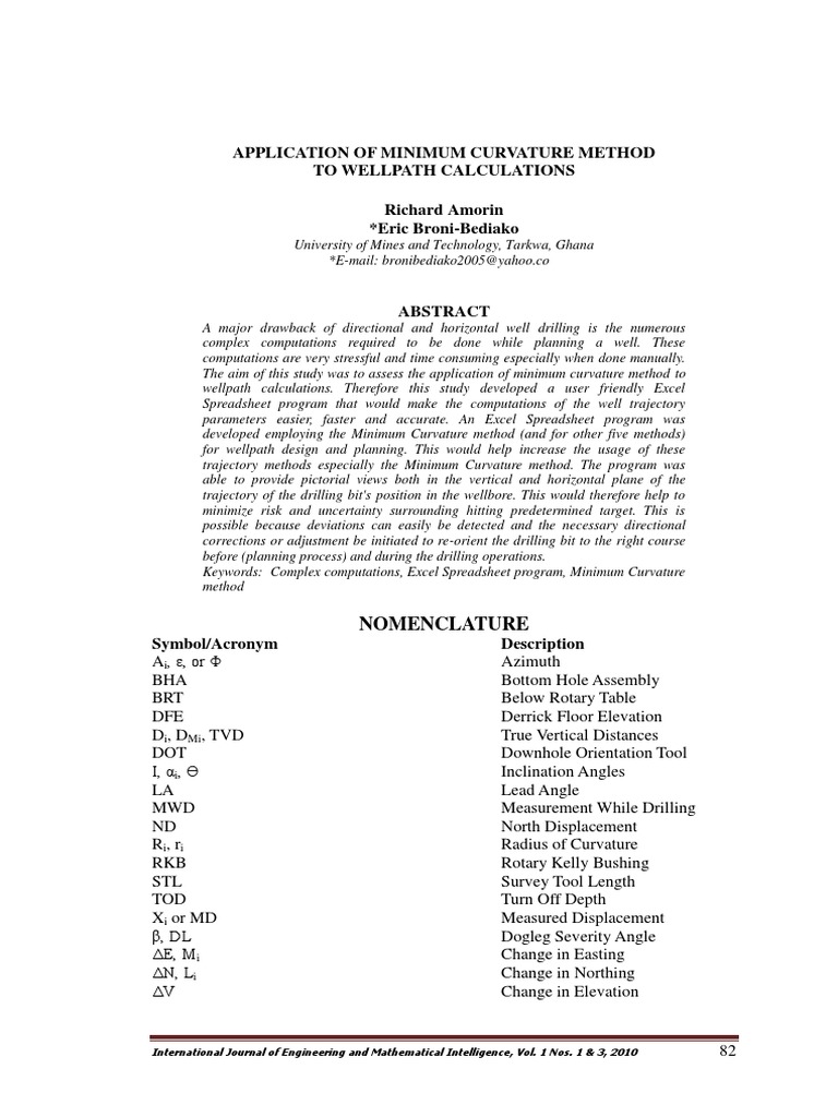 Application of Minimum Curvature Method To Wellpath Calculations | PDF ...