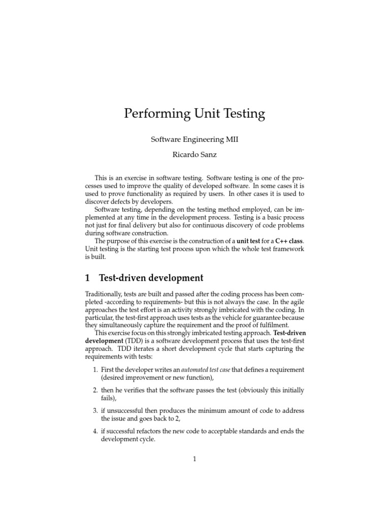 Performing Unit Testing: 1 Test-Driven Development | PDF | Unit Testing ...