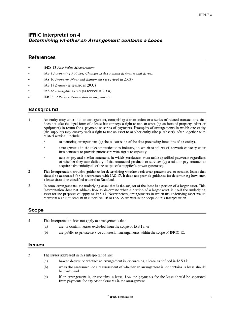 Ifric 4 PDF | PDF | International Financial Reporting Standards | Lease