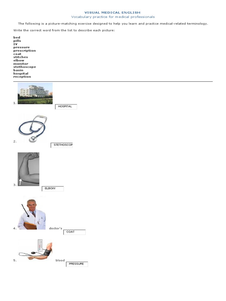 Visual Medical English Vocabulary | PDF