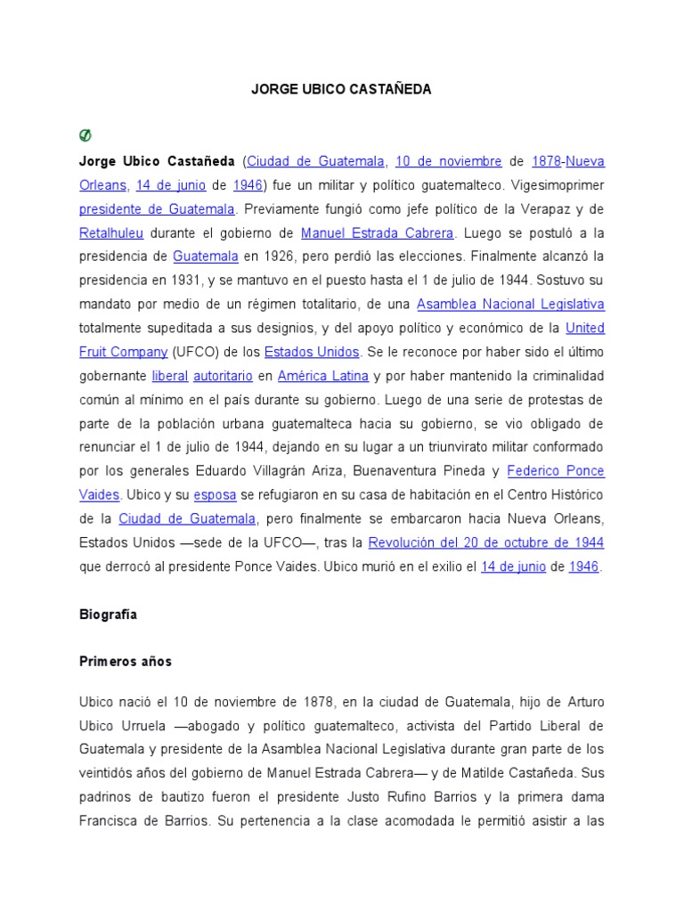 Jorge Ubico: Régimen Autoritario en Guatemala | PDF | Guatemala | Gobierno