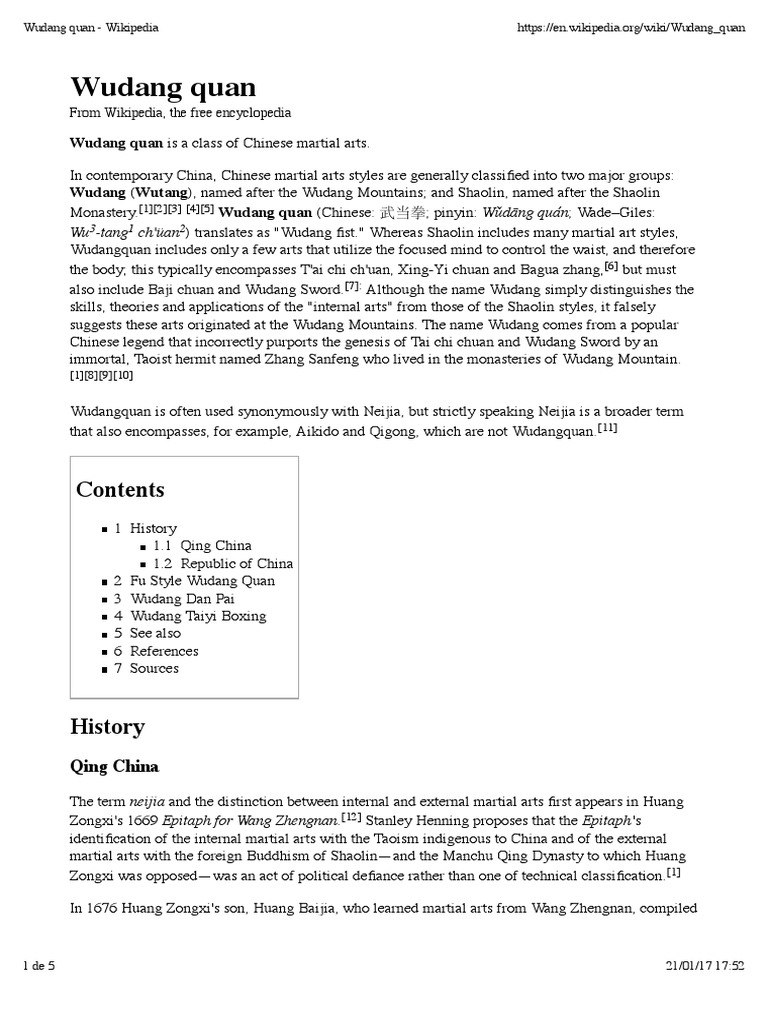Wudang Quan | PDF | Chinese Martial Arts | East Asian Martial Arts