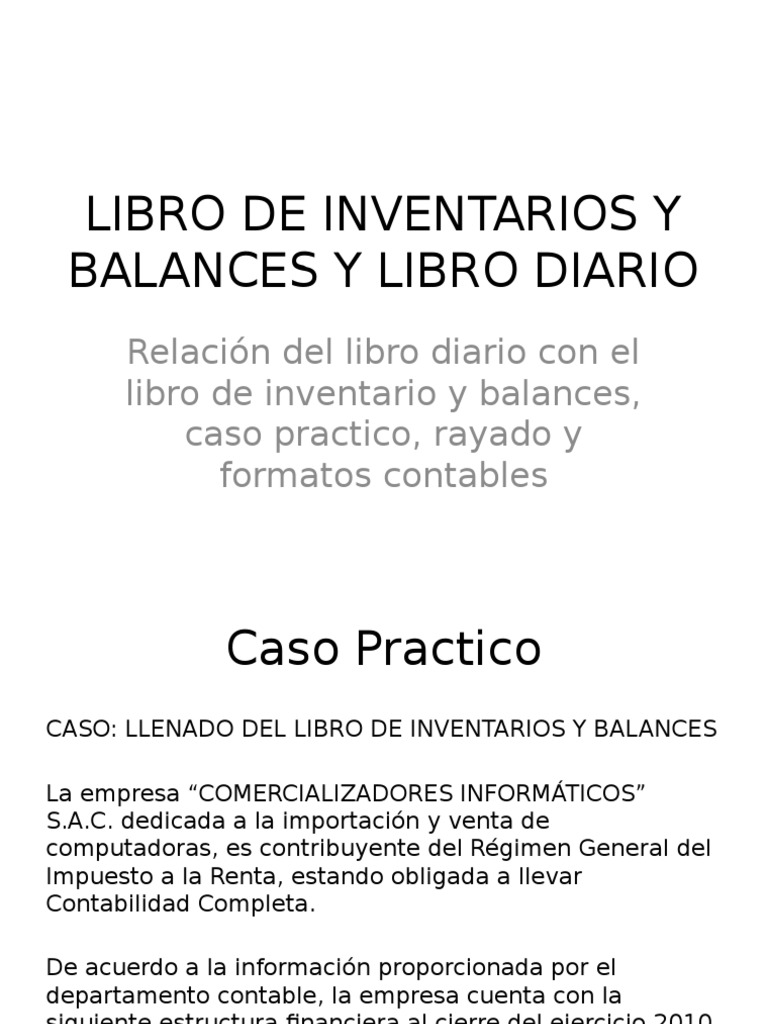 Libro de Inventarios y Balances y Libro Diario | PDF | Contabilidad ...