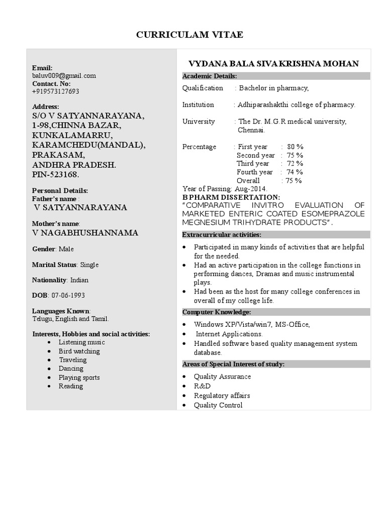 Balu CV | PDF